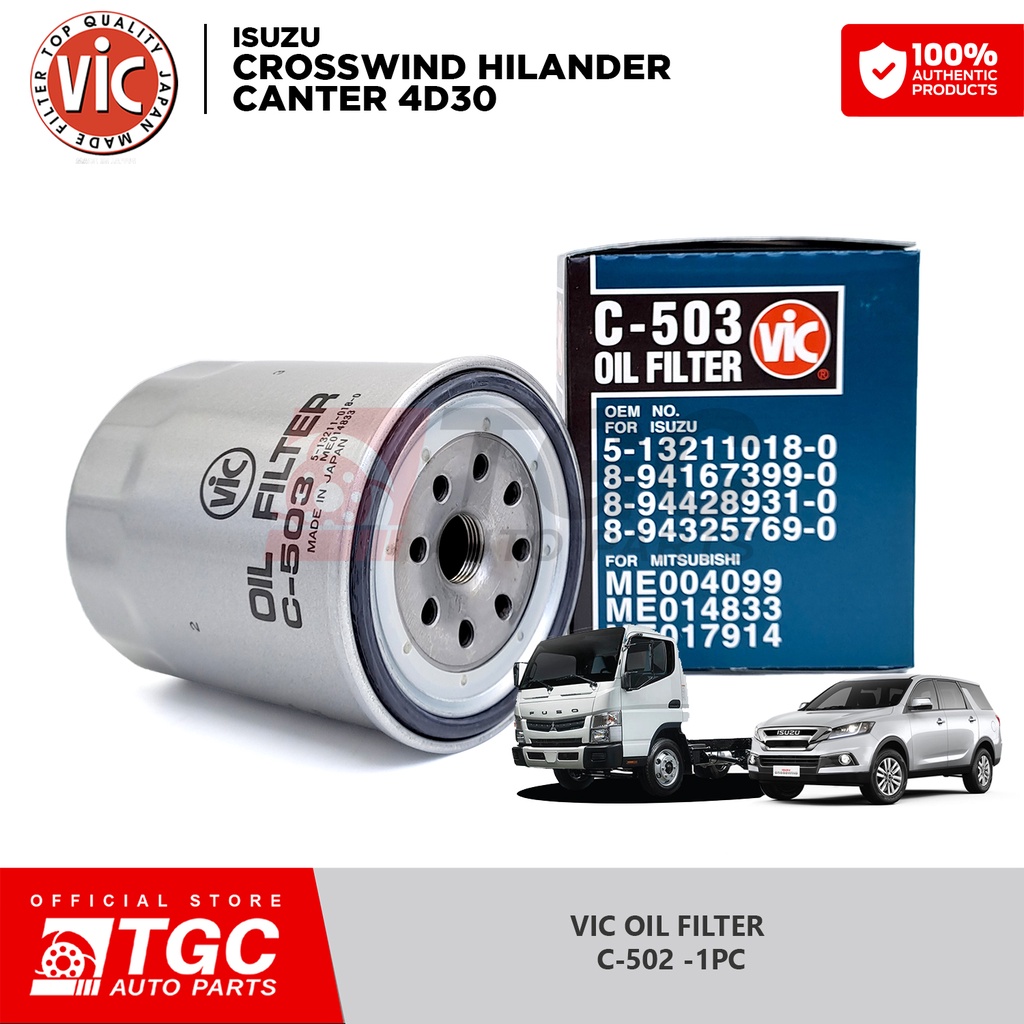 VIC Oil Filter C-503 Isuzu Crosswind Hilander Canter 4d30 1pc | Shopee ...