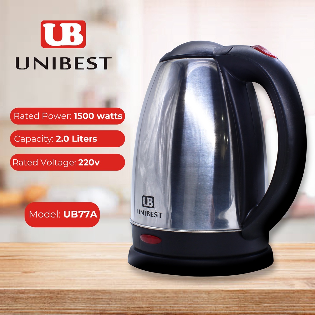 Electric Kettle 2.0 Liters Stainless Steel Automatic UNIBEST (UB77A) - Mulisen | Shopee Philippines