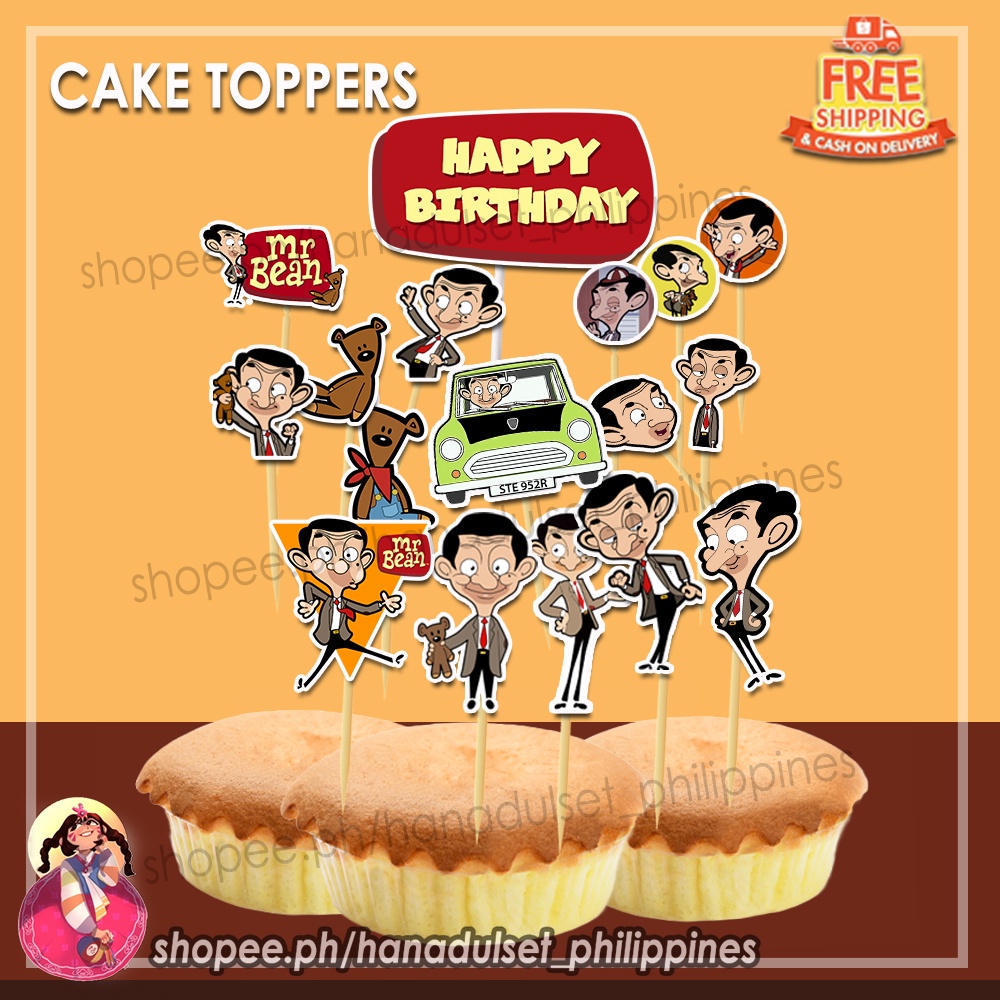 Mr Bean CakeTopper [set] | Happy Birthday | Mr Bean cup cake toppers ♥ ...