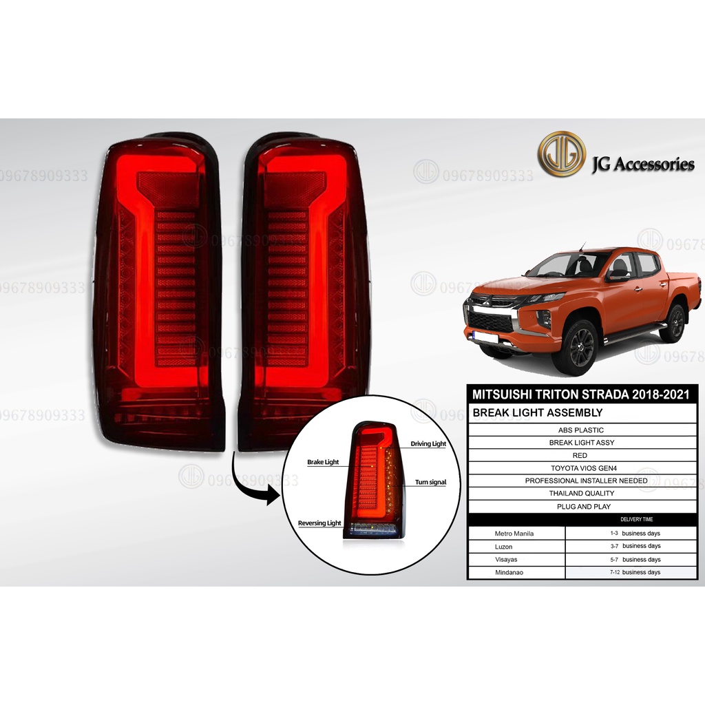 MITSUBISHI TRITON STRADA 2018-2022 VLAND TAIL LIGHT ASSEMBLY/BREAK ...