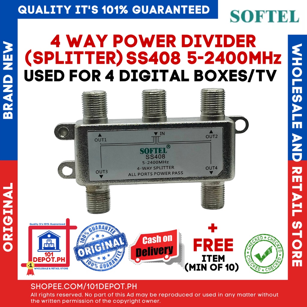 Softel 4 Way Power Divider (SPLITTER) | Shopee Philippines