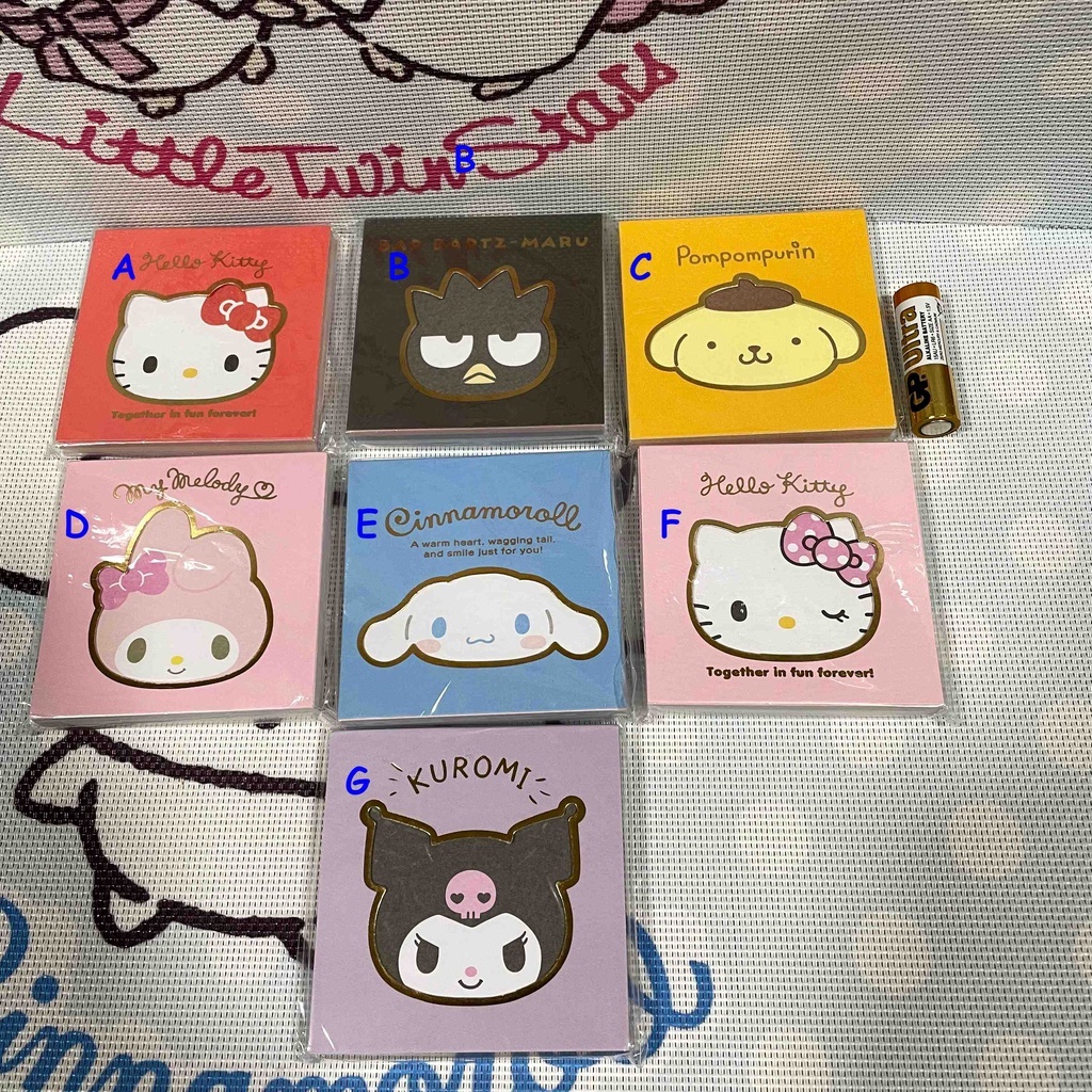 Sanrio Design Non-Sticky Notepad - Hello Kitty,Badtz Maru,Pompompurin ...