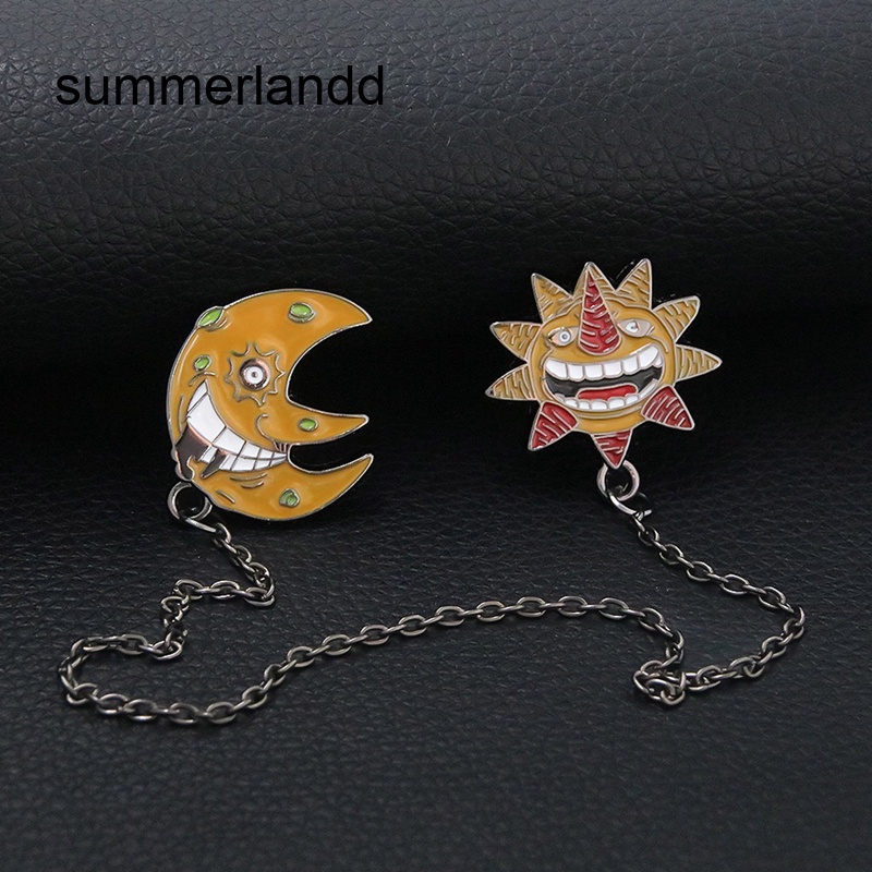 SL 1 Pcs Cartoon Anime Soul Eater The Sun And Moon Brooch Pins Chain ...