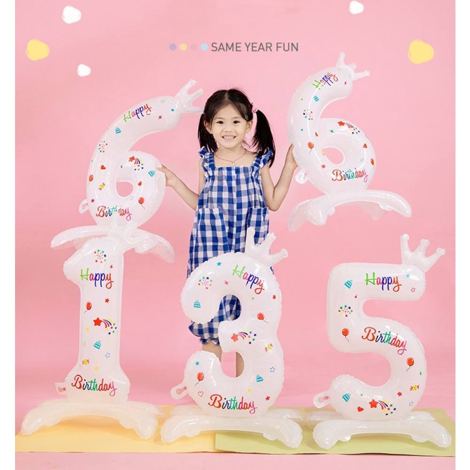 32inch White Number Balloon Stand Kid Adult Birthday Background Party ...