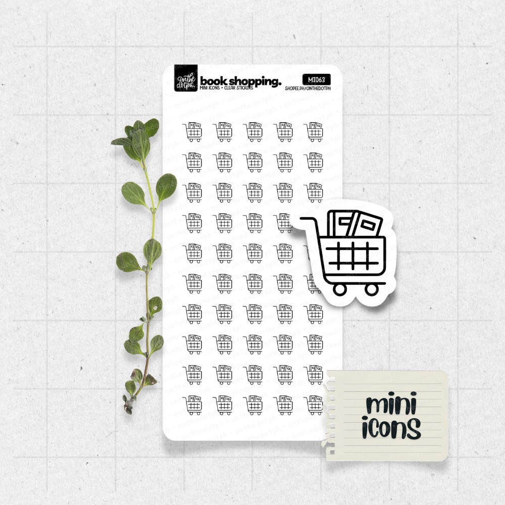 book shopping transparent mini icons • functional stickers for planners ...