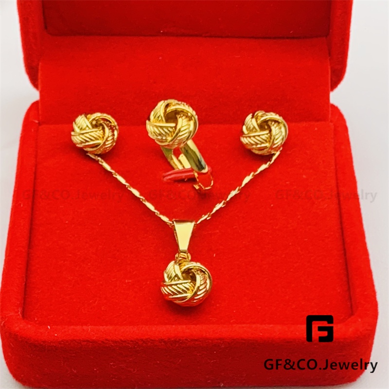 GF Jewelry 24k gold plated 3in1 set ring adjustable Thailand Bangkok set for women 75 | Shopee ...