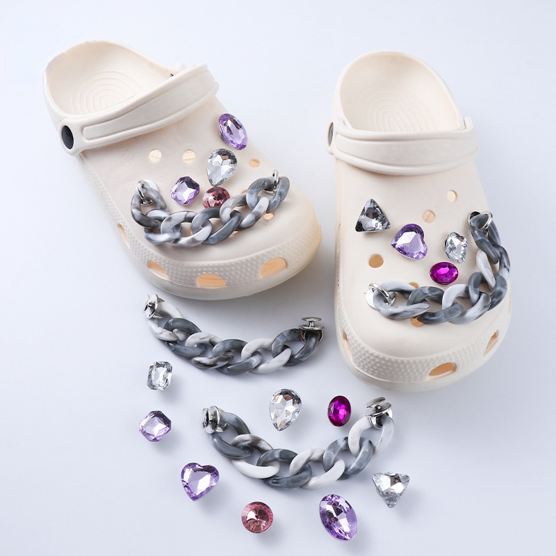 Shoe Charms for Clog Shoe Decoration Set Crystal Color Button | Shopee ...