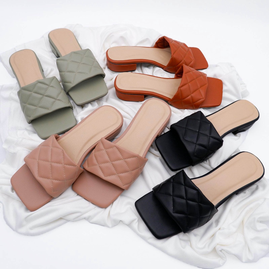 R&A477 1-Inch Square Toe with Diamond Pattern Quilted Toe Strap Block ...
