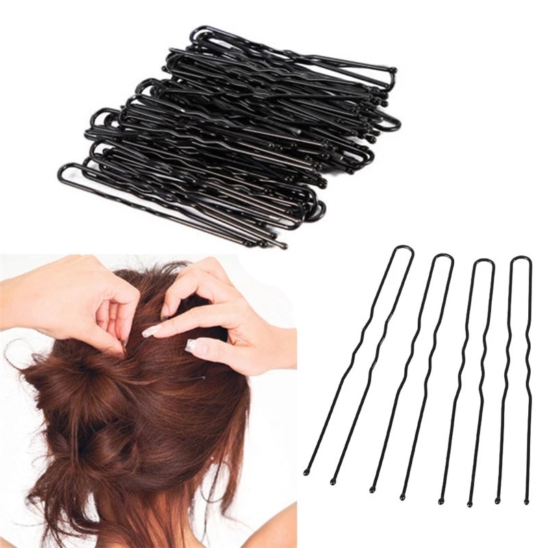 6cm 10Pcs Invisible Black U-shaped Alloy Hairpin Waved Hair Clips Metal ...