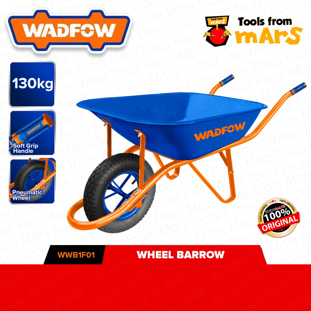 WADFOW Wheel Barrow 130kg Pneumatic Wheel Garden Cart Garden ...