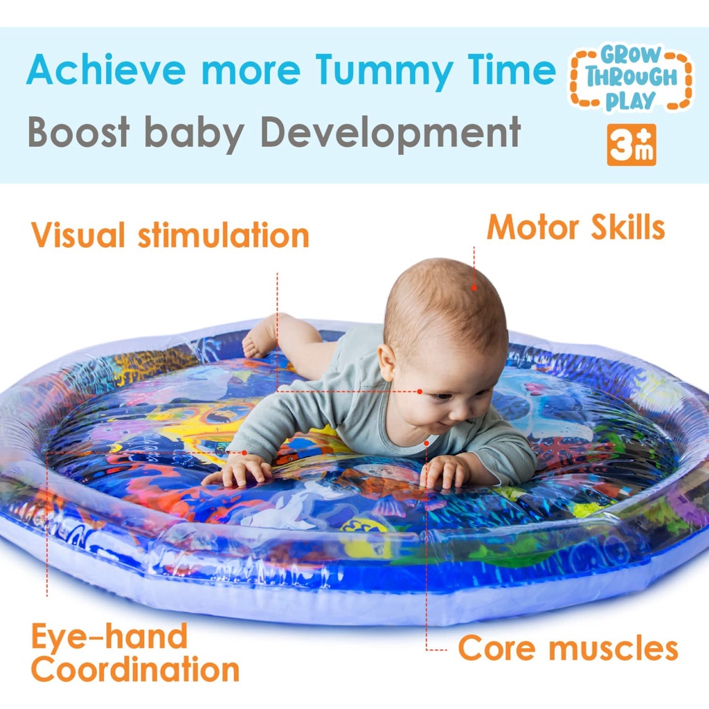 Premium Tummy Time Water Mat, XL Inflatable Activity Center Promoting ...
