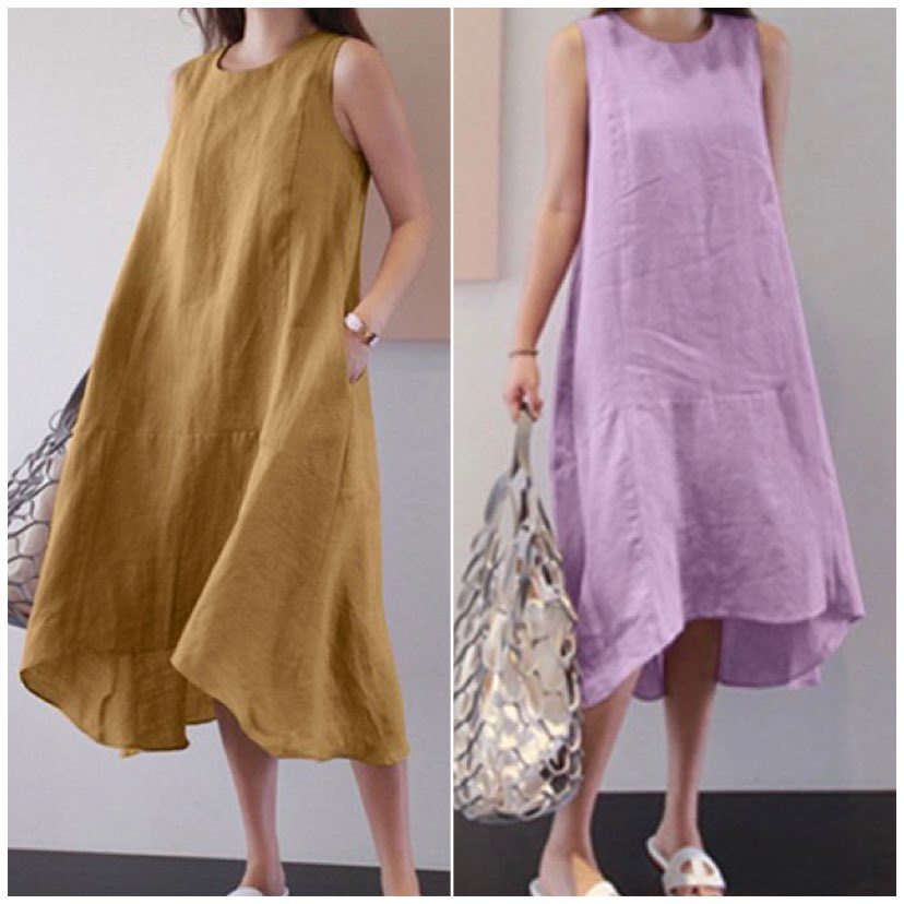 Korean Maxi Long back Sleeveless Dress with two pockets (M_XL) | Shopee ...