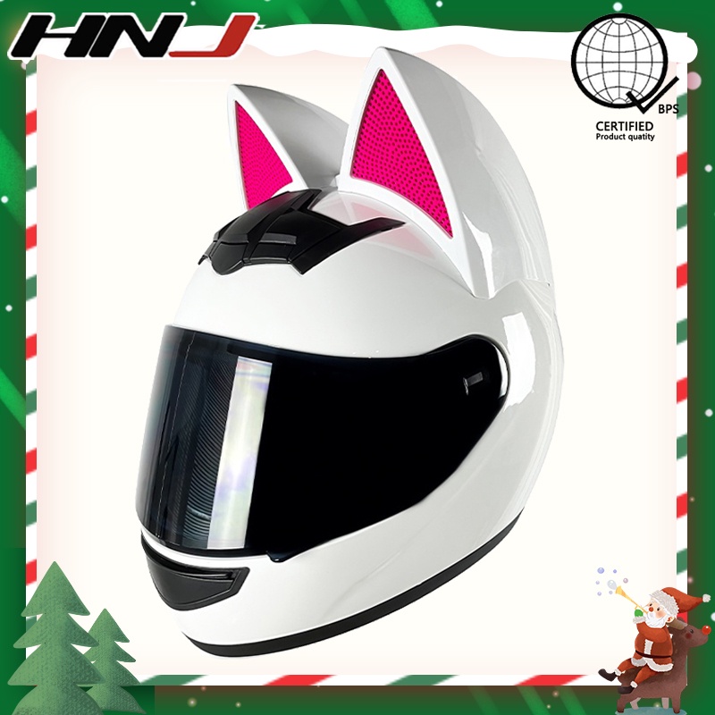 HNJ 902 Cat Plain Single Visor Full Face Motorcycle Helmet for Men and ...