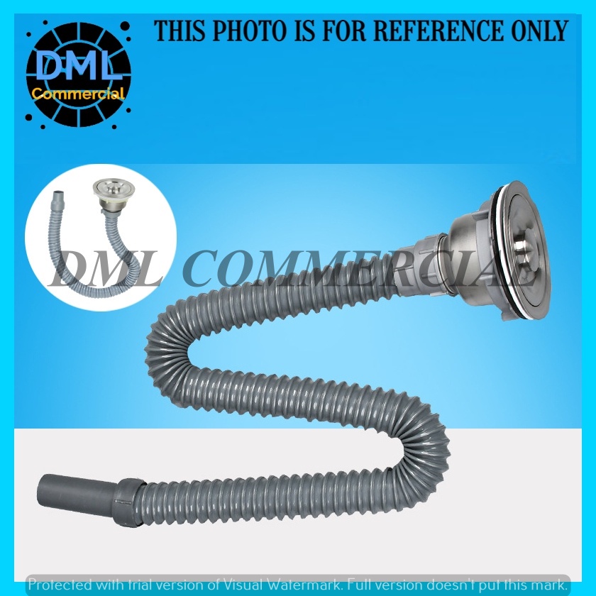(DML-1015) 1 SET PVC Drain pipe Single Strainer for Kitchen single Sink ...