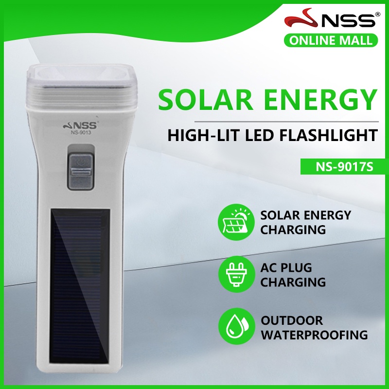 NSS Portable Solar Flashlight Home Rechargeable Torch Powerful ...