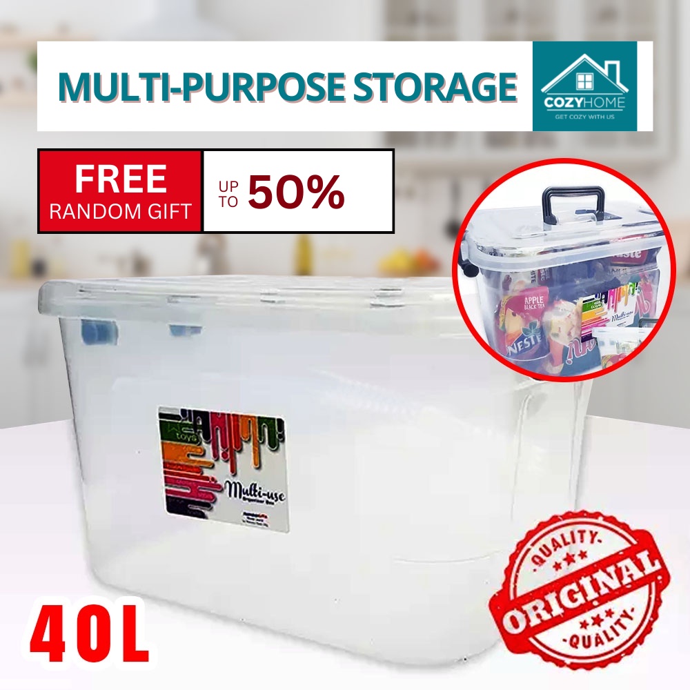 Cozyhome 40L Storage Box, Plastic storage box, Clear Box Big Capacity ...