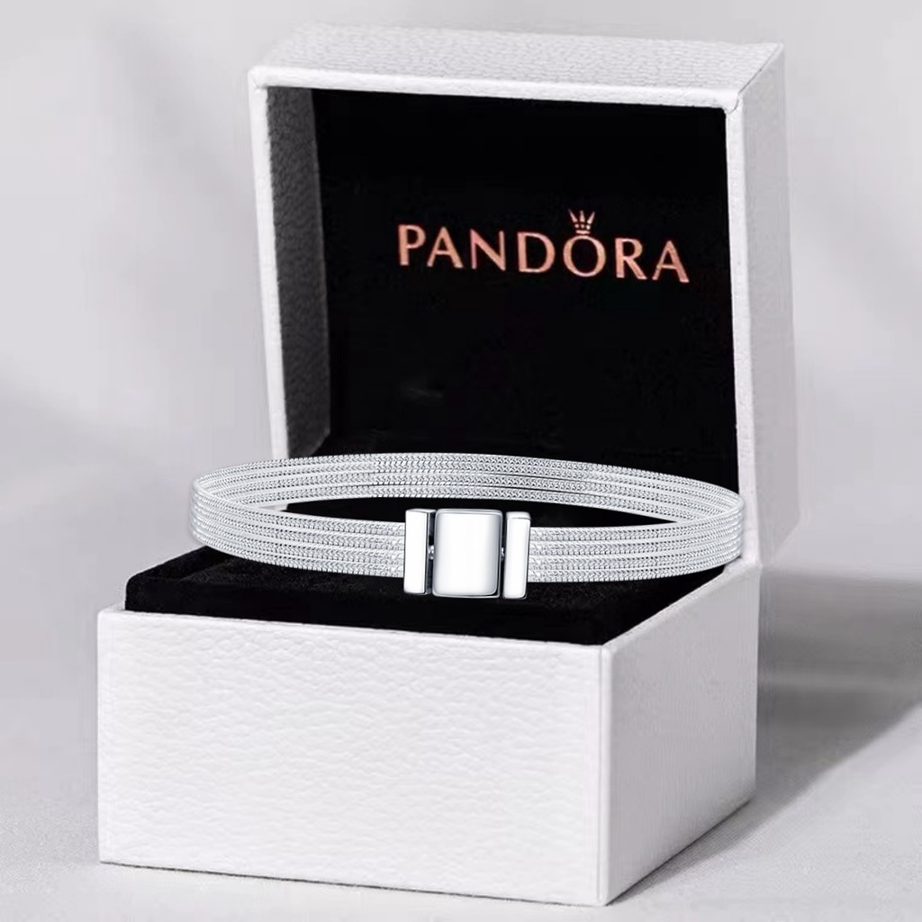 Pandora Original Bracelet s925 Sterling Silver Four Sides Flat Bar ...