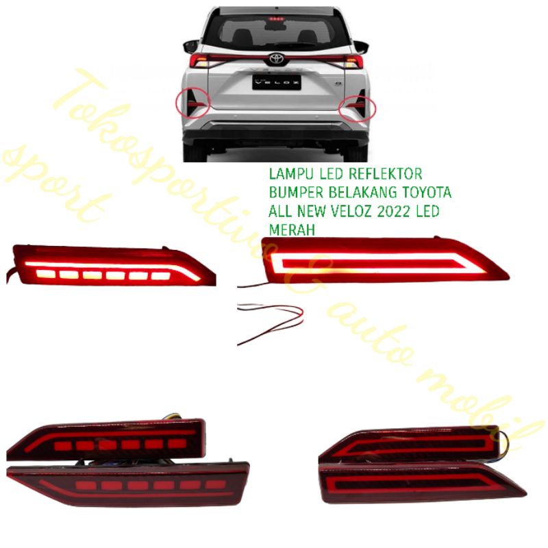 MERAH ALL NEW VELOZ 2022 RED LED REAR BUMPER REFLECTOR LIGHT | Shopee ...