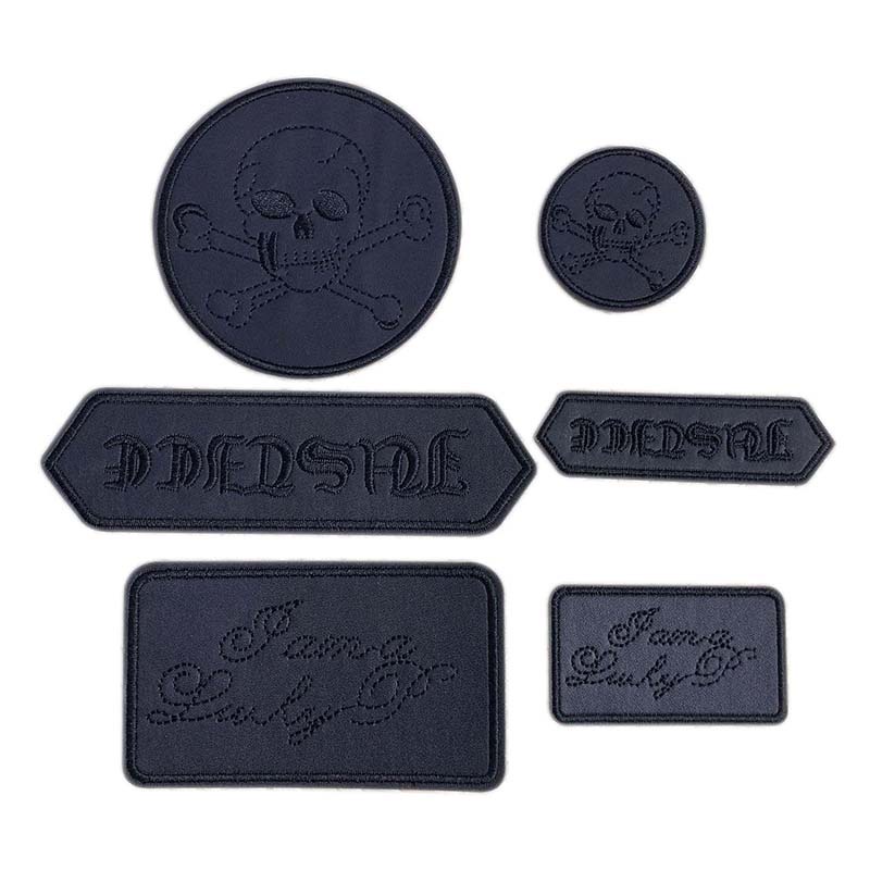 Black Leather Embroidery Applique Stickers Self-Adhesive Patches Sewing ...