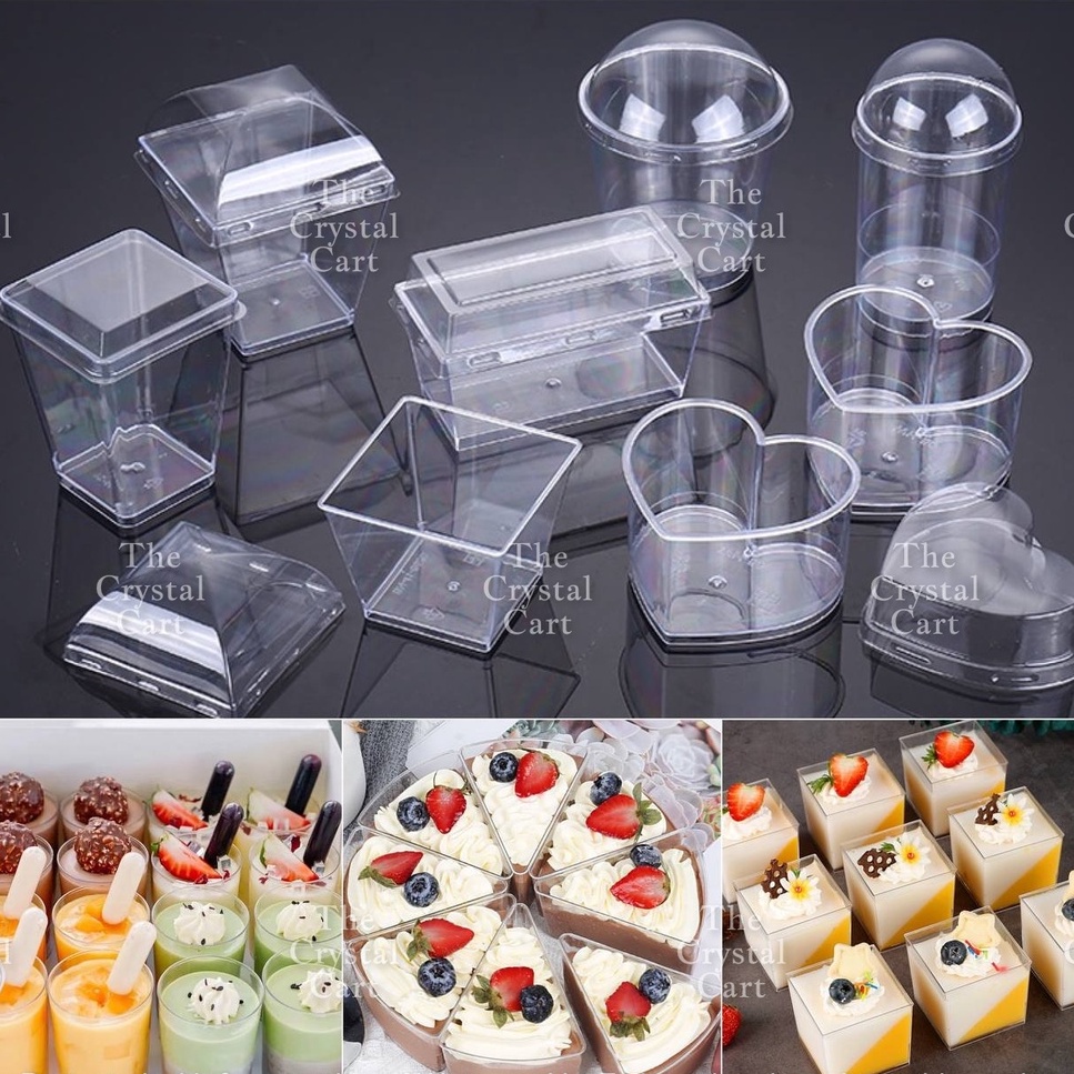 Transparent Cups Round Wide Square Dessert Plastic Container Packaging ...