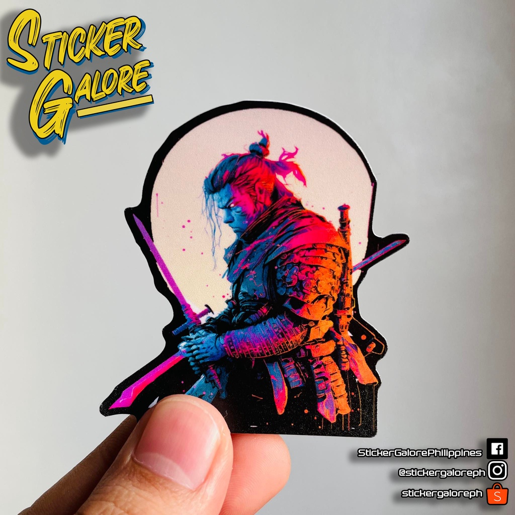 NEON CYBERPUNK SHINOBI/SAMURAI PREMIUM STICKERS (WATERPROOF AND SCRATCH ...
