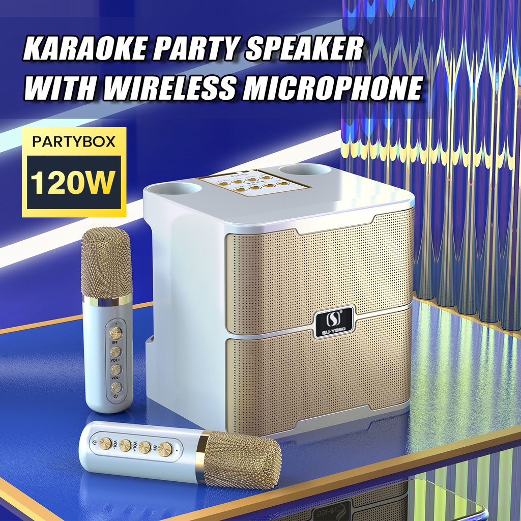 Portable Karaoke Dual Microphone Bluetooth Professional Speaker Smart ...