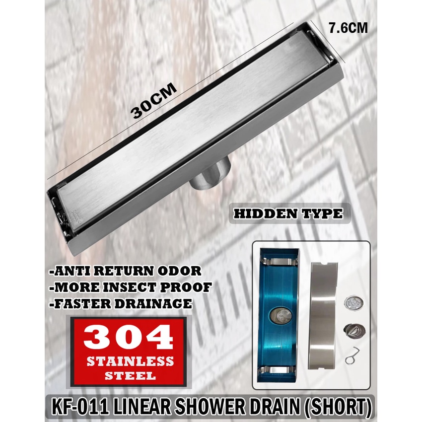 drains 304 Stainless Steel 30/60cm Tile Insert Rectangular Linear Anti ...