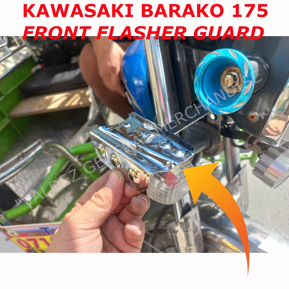 NEW FRONT FLASHER GUARD STAINLESS, PAIR, KAWASAKI BARAKO 175 , 2pcs for ...