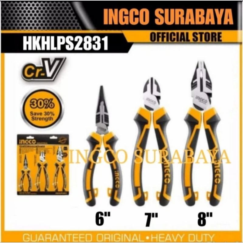 Ingco HKHLPS2831 HIGH LEVERAGE PLIERS SET CUTTING TAPERED CLIP ...