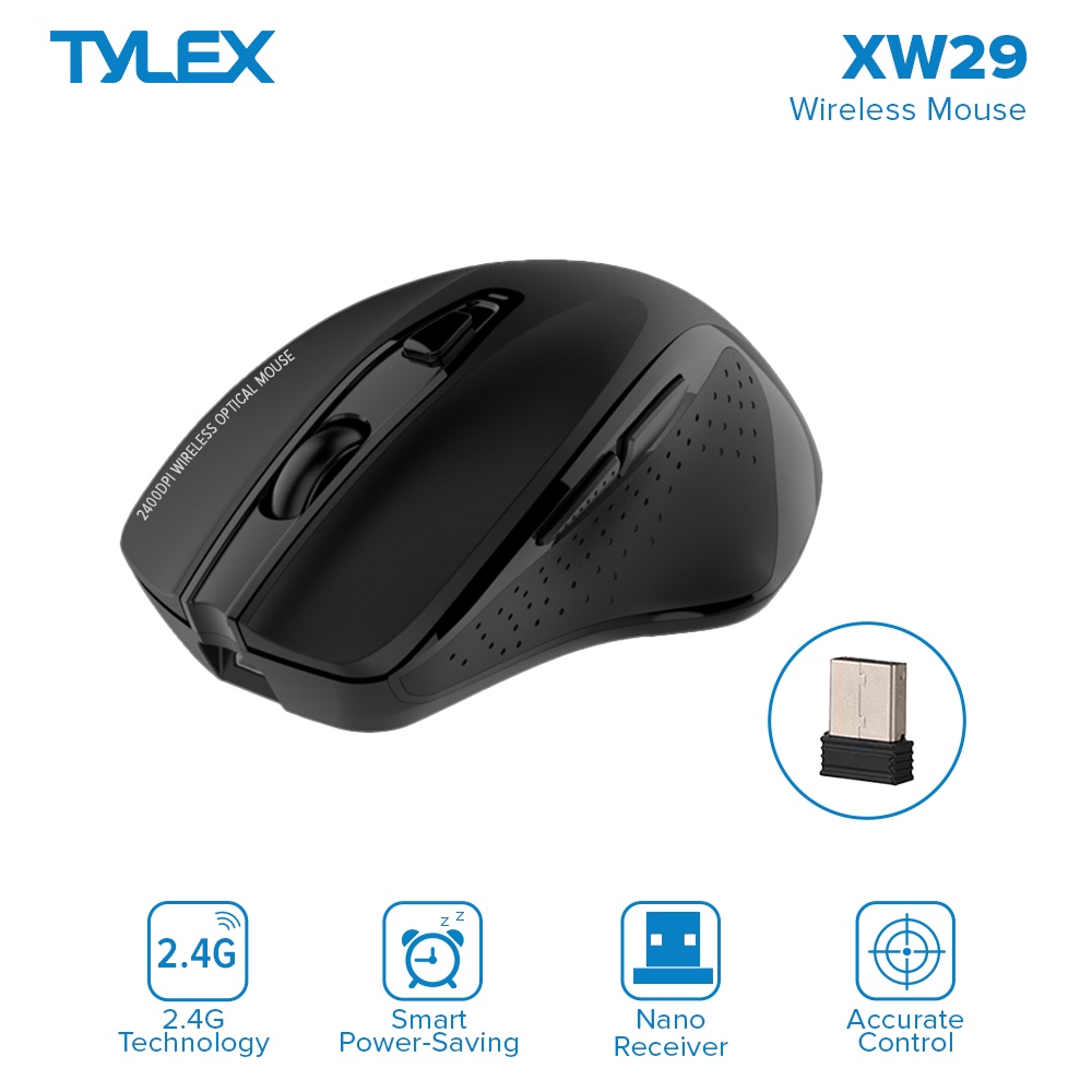 TYLEX XW29 2400DPI Wireless Optical Mouse 2.4G Technology Nano Receiver ...
