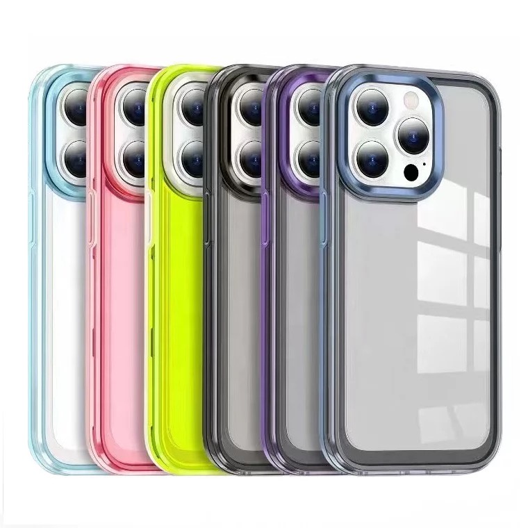 2in1 Clear Bumper Colorful Camera Lens Frame Phone Case 14 14PLUS 14PRO ...