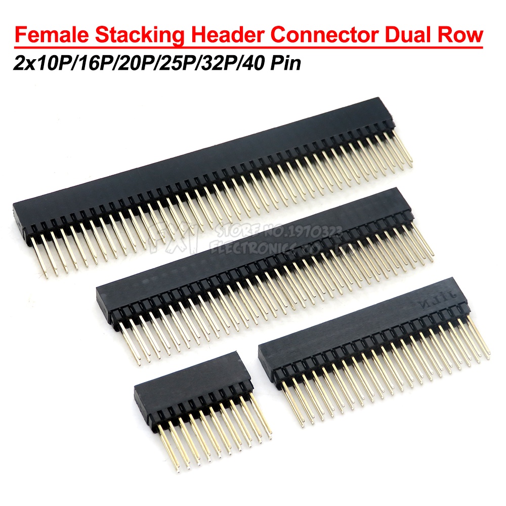 1PCS 2.54mm 2x10P/16P/20P/25P/32P/40 Pin Female Stacking Header Connector Dual Row 2x20P PC104 ...