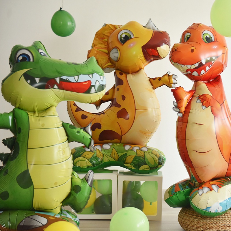 1Pc 4D Walking Dinosaur Foil Balloons Three Dimensional Base Dinosaur Party Supplies Birthday ...