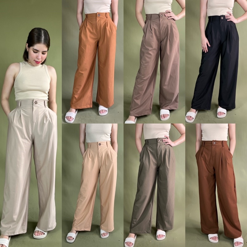 KELLY Wide Leg Trousers FREESIZE and PLUS SIZE | Shopee Philippines