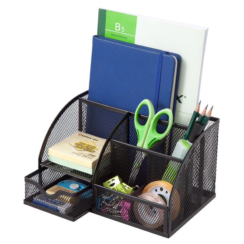 4 Compartment Multifunctional Office Metal Mesh Desk Organizer Set with ...
