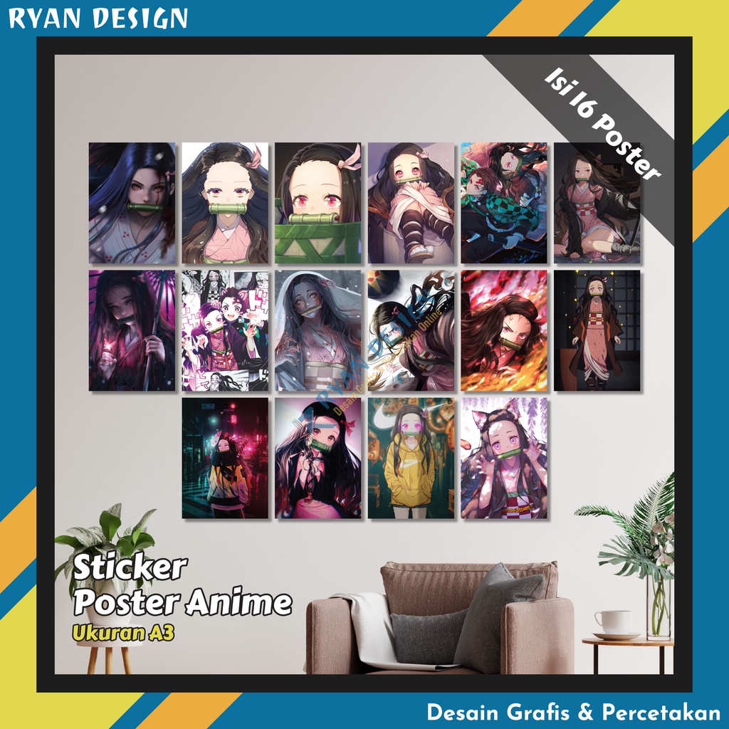 Demon Slayer Kamado Nezuko Anime Wall Poster (Contains 16 Posters ...