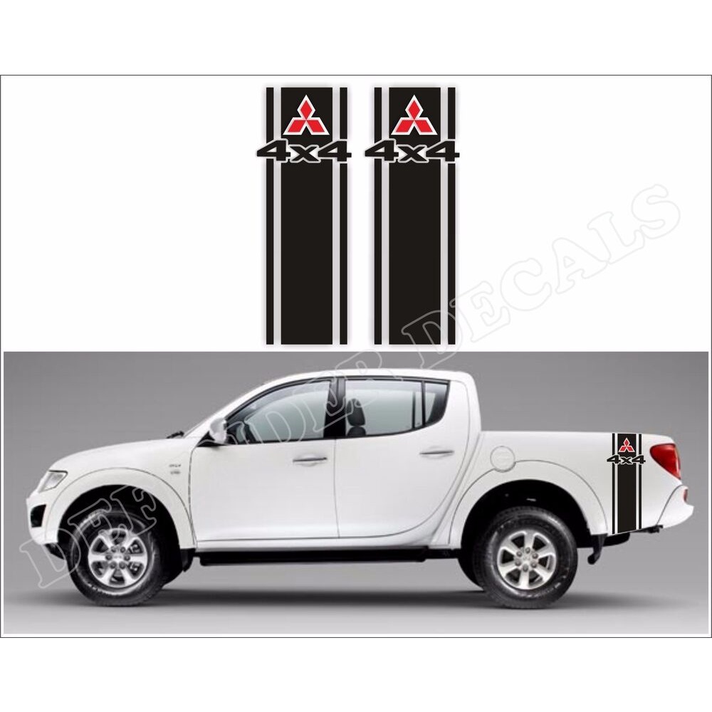x2 Mitsubishi L200 decals Truck bed side racing stripe stickers ...