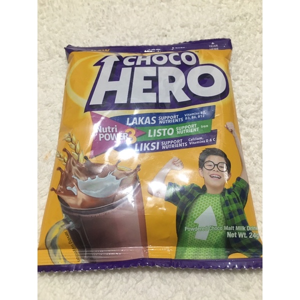 New Choco Hero Powdered choco malt milk drink 24g by 8’s | Shopee ...