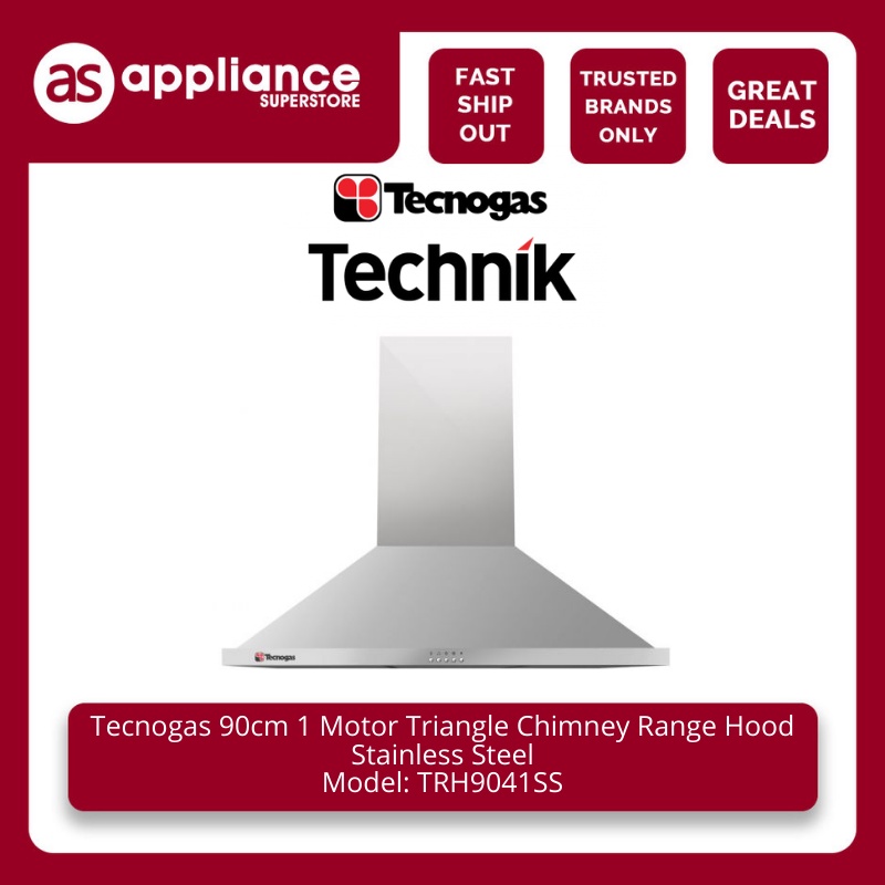 Tecnogas 90cm 1 Motor Triangle Chimney Range Hood Stainless Steel ...