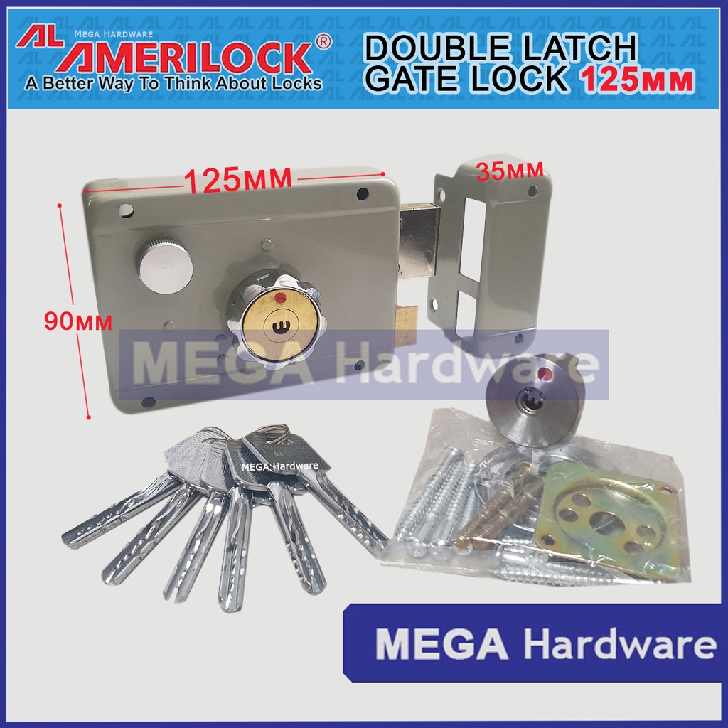 Amerilock Heavy Duty Gate Lock Rim Lock Door Latch (Standard Gate Lock ...