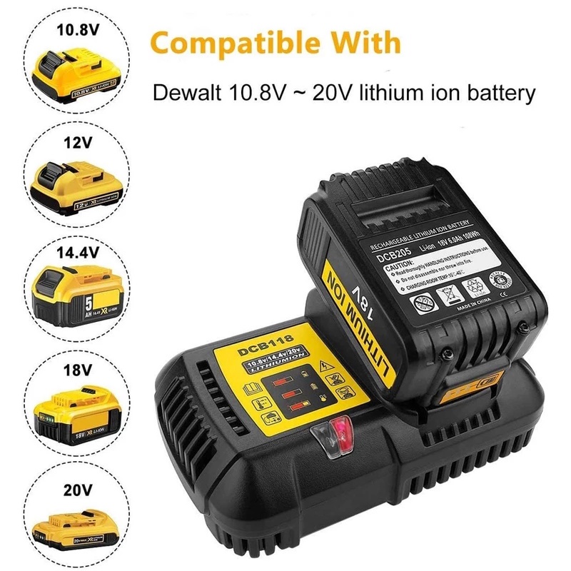 DCB112 DCB118 Replacement Li-Ion Battery Charger For Dewalt 12 V 14.4V ...