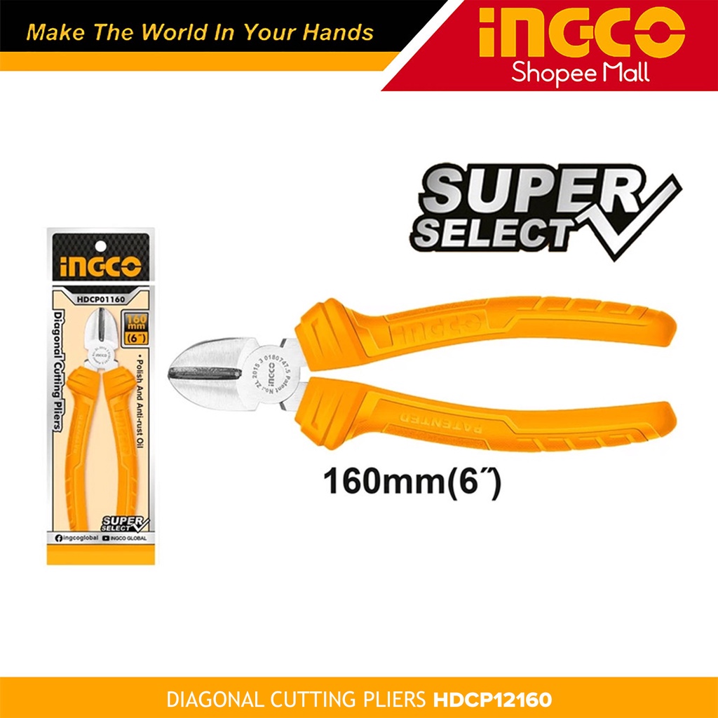 Ingco Diagonal Cutting Pliers Wire Cutter Plier 6-Inch HDCP12160 SS IHT ...