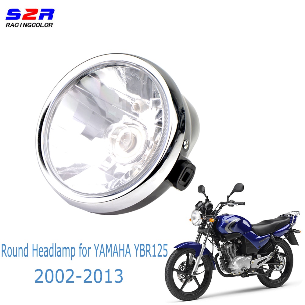 Moto Headlamp Amber Headlights Classic Round For Yamaha YBR125 YBR 125 ...
