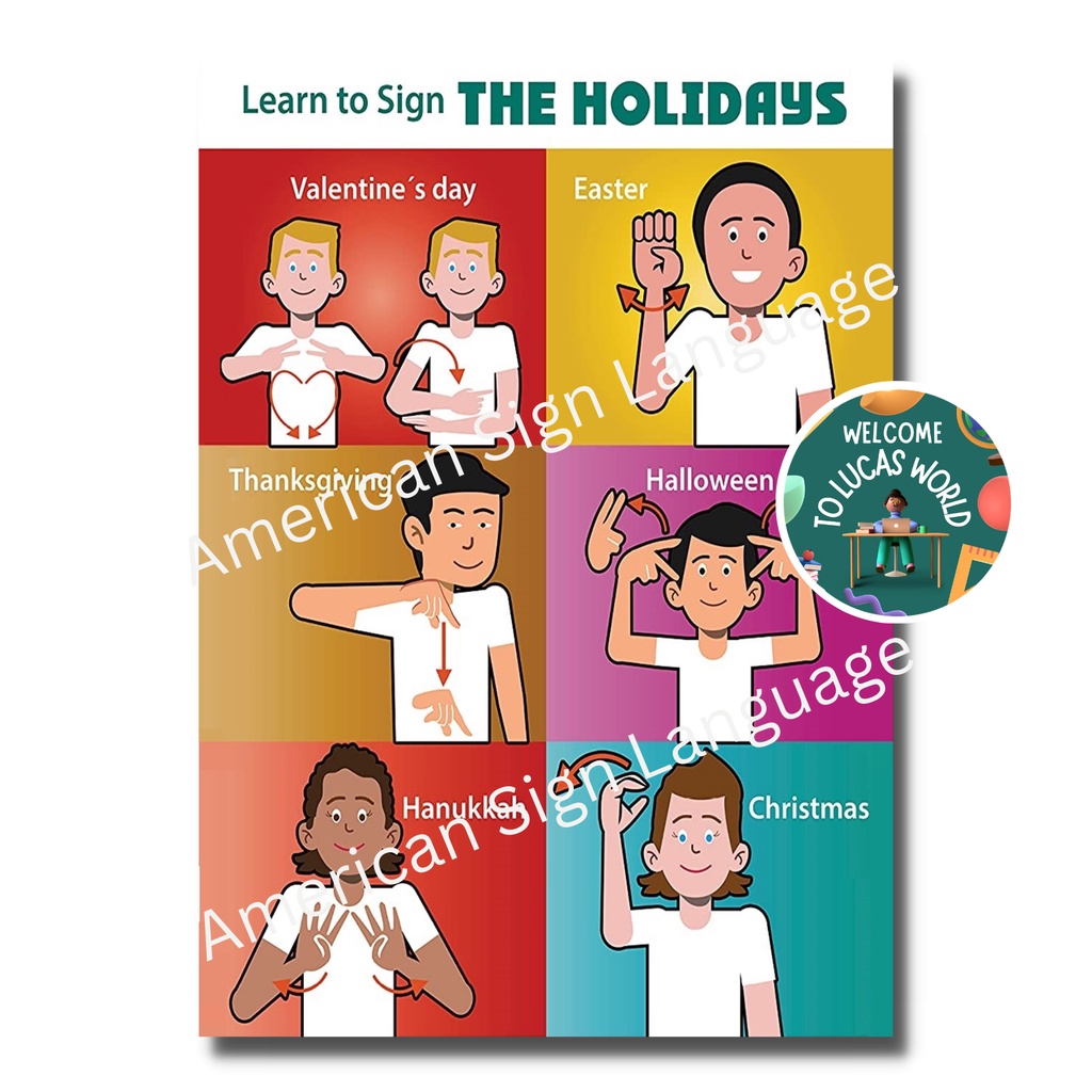 ASL AMERICAN SIGN LANGUAGE CHARTS POSTERS ALPHABET NUMBERS FEELINGS ...