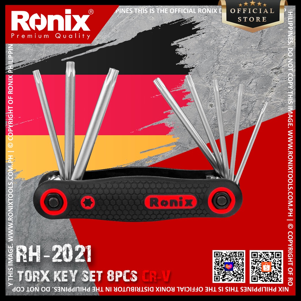 Ronix RH-2021 Torx Key Set 8pcs Cr-V T9-T40 Folding Torx Key 8 Pcs hex keys 8-pieces folding ...