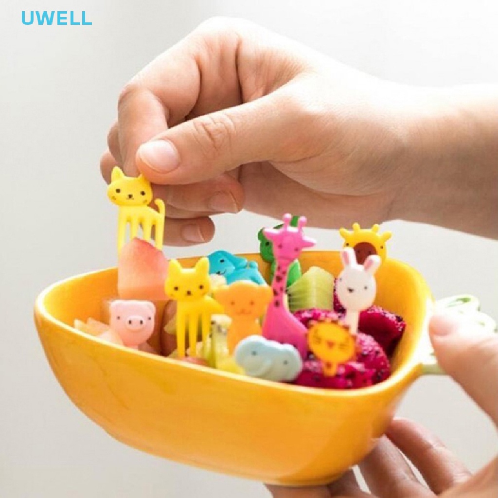 UWELL 10Pcs Cute Mini Animal Farm Cartoon Food Picks Children Snack ...