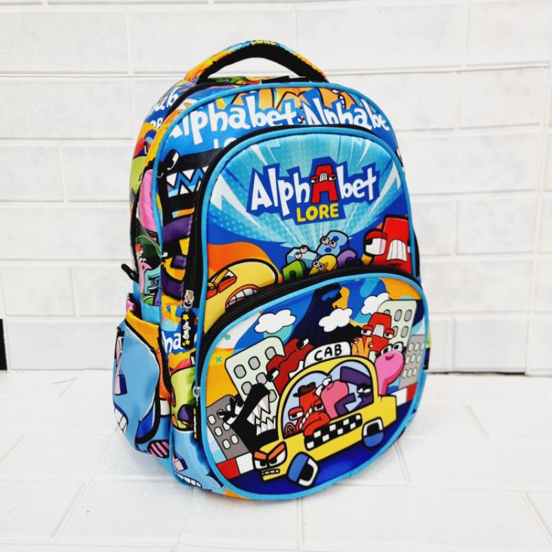 Alphabet LORE / NUMBER BLOCKS School Backpack 12" - 15" - 18" PAUD TK ...