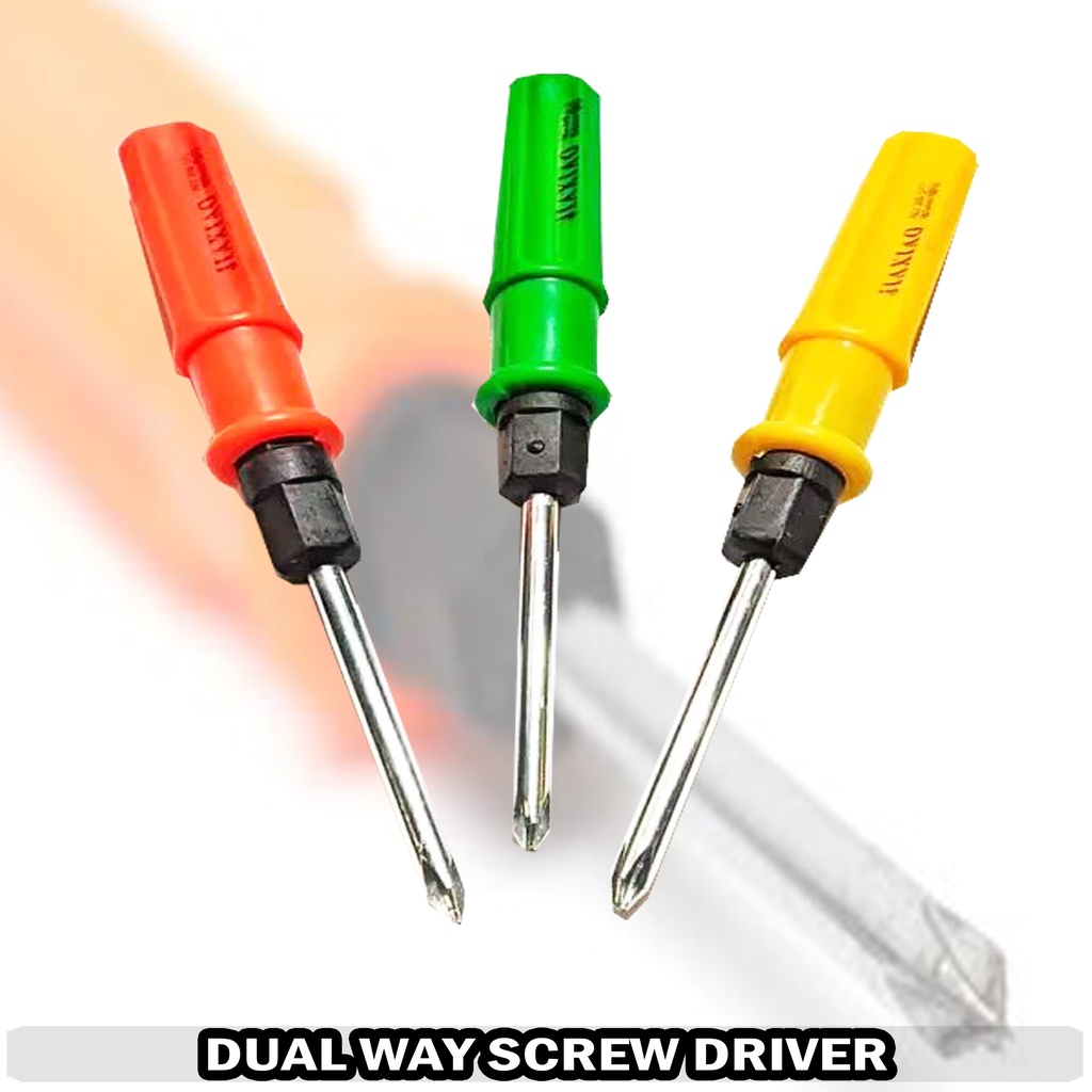 Dual Way Flat Head 5mm Phillips Tip Screwdriver Plastic Hard Grip Screw ...