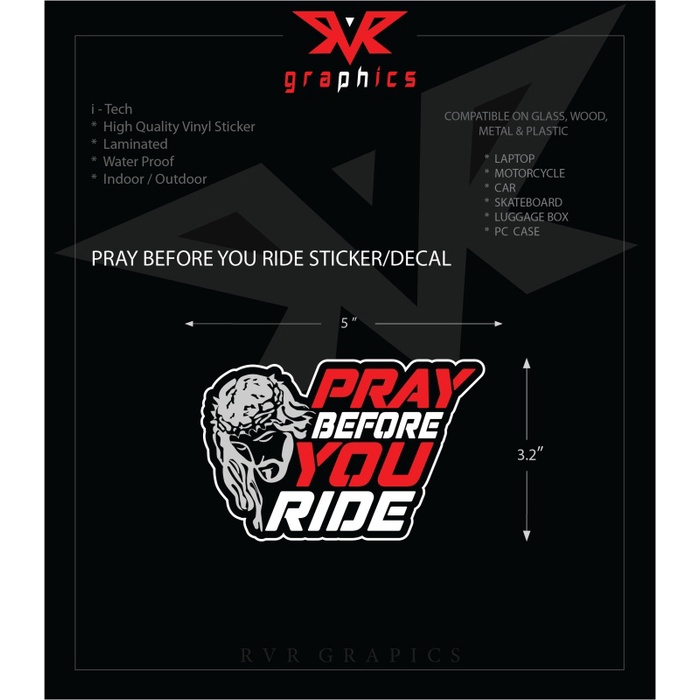 PRAY BEFORE YOU RIDE. Stickers for Cars, Motorcycle. (with FREE random ...