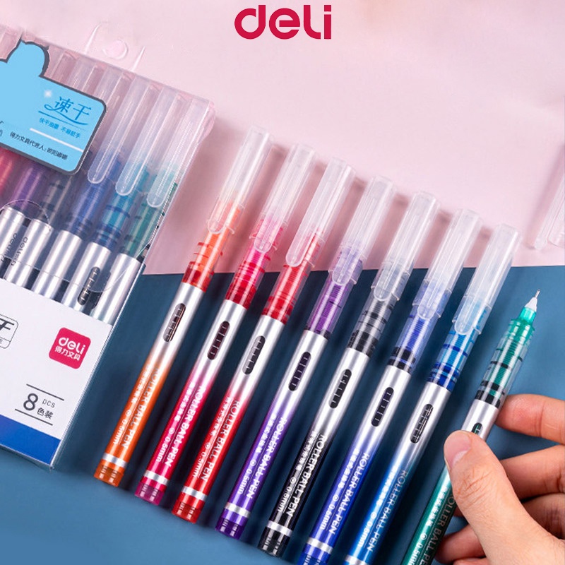 Deli 8 Pcs 0.5mm Gel Pen Colorful Pen Student Writing Sign Pen 8 Color ...